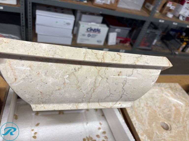 Rectangular Marble Sink with Central Drain, 19” x 13” - Roller Auctions