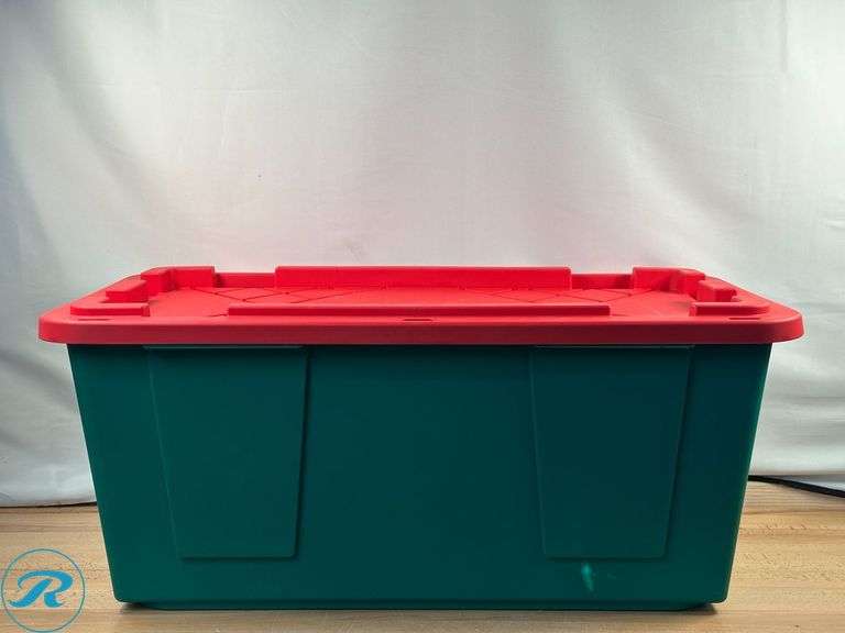 (5) 27 Gallon Multi- Use Storage Containers- New, (1) Broken Lid; (1 ...