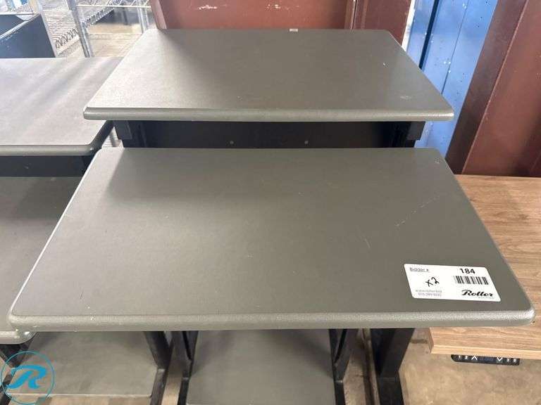 (2) Metal Adjustable Laptop Work Carts on Casters - Roller Auctions