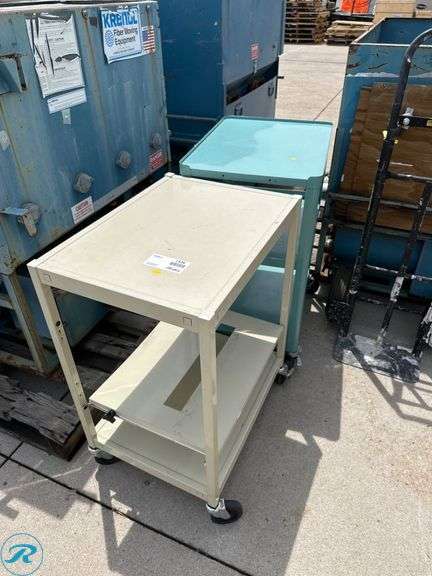 (2) Metal Utility Carts with Three Shelves on Casters - Roller Auctions