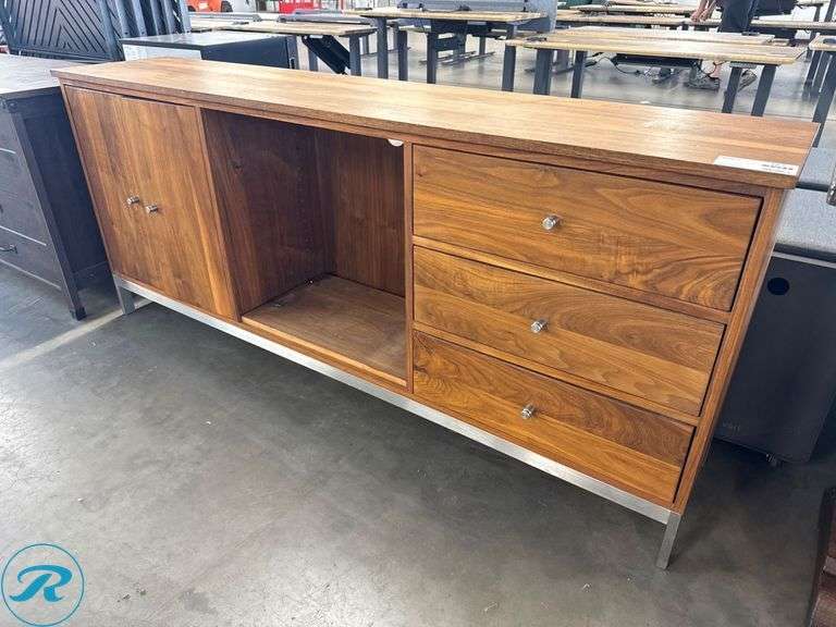 Beaver MFG Walnut Storage Unit with Stainless Steel Base, 74 in x 16 in ...