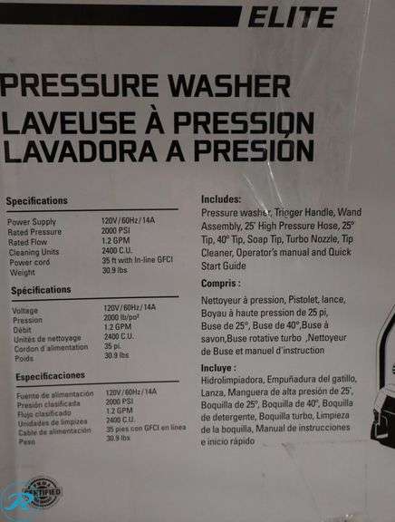 Greenworks Elite 2000 PSI Electric Pressure Washer Model: EPW-2000 ...