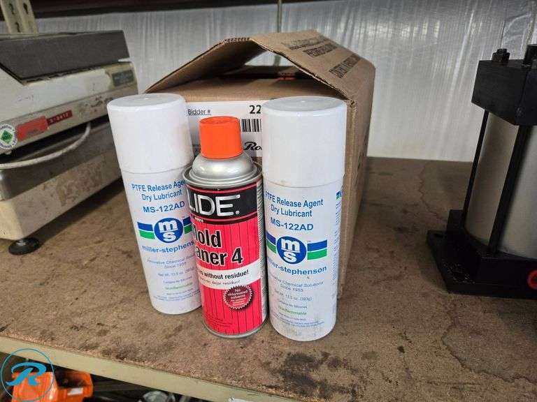 (2) Cans of Miller-Stephenson PTFE Release Agent and (12) Cans of Slide ...