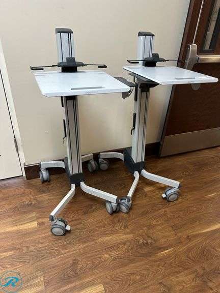 (2) Ergotron Mobile Workstation Carts with Adjustable Height and ...