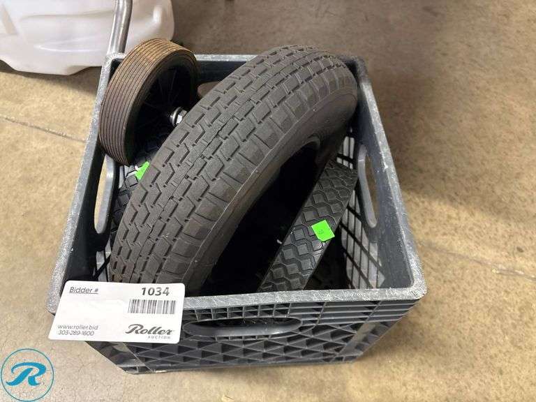 Rubber and Plastic Tires with Plastic Crate - Roller Auctions
