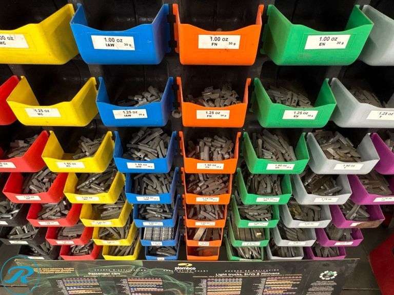 Plombco Tire Weight Rack with Color-Coded Bins for OEM Alloy Wheels ...
