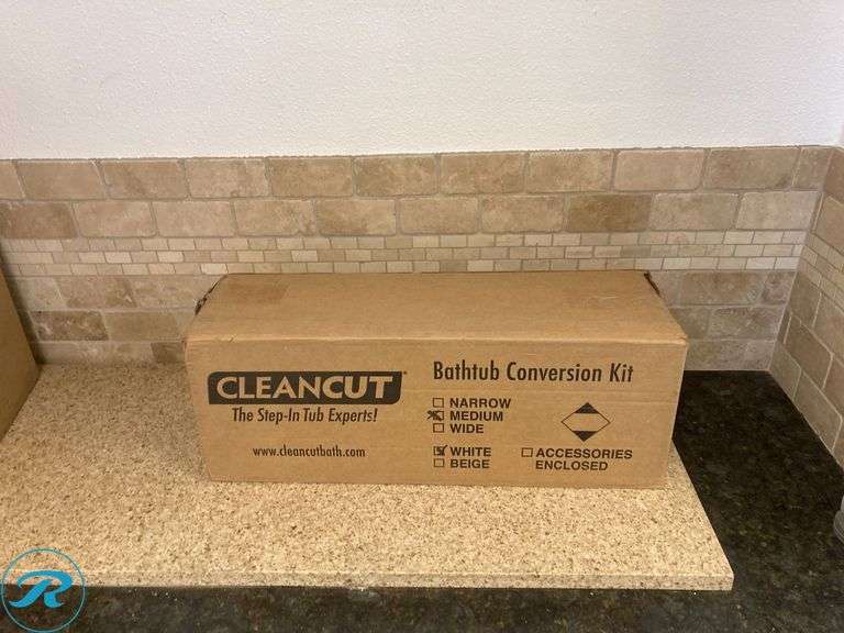 (1) New- CleanCut Medium White Step Bathtub Conversion Kit (Total of 1 Kit) - Roller Auctions