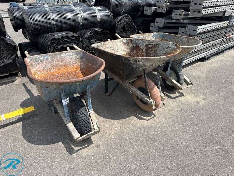 3 Steel Construction Wheelbarrows With Mixed Wheels - Roller Auctions