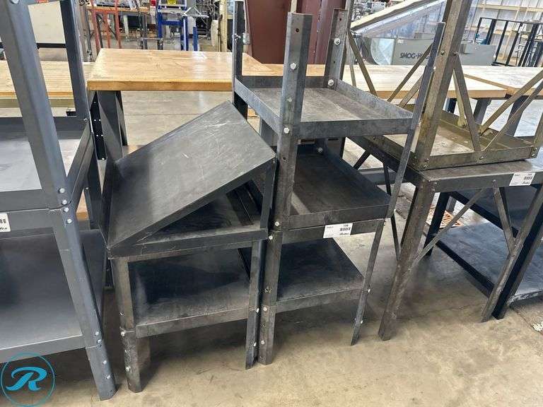 (2) Metal Industrial Equipment Stands and Metal Industrial Plan Holder ...