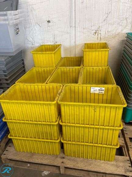 (26) Yellow Lewis Systems DC-2070 Stackable Plastic Storage Bins ...