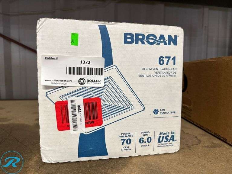 Broan 671 70CFM Ventilation Fan - Roller Auctions