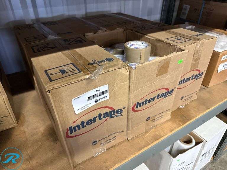 (5) Full Boxes, (1) Partial Box Intertape Model 6100 Tan Packing Tape ...