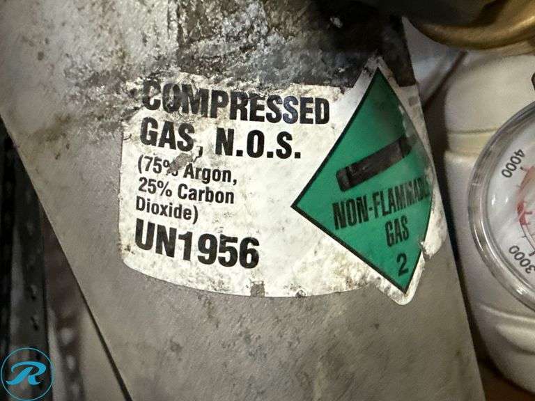 Compressed Gas Cylinder with 75% Argon, 25% Carbon Dioxide and Attached ...