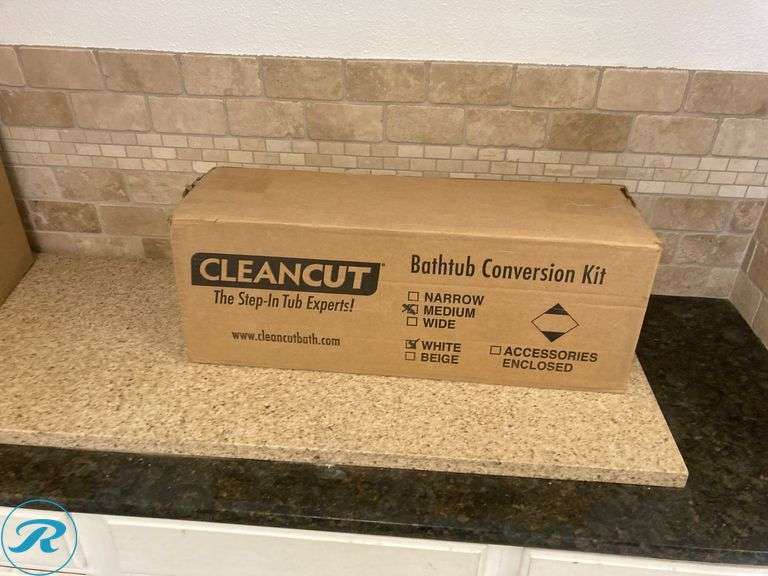 (1) New- CleanCut Medium White Step Bathtub Conversion Kit (Total of 1 Kit) - Roller Auctions