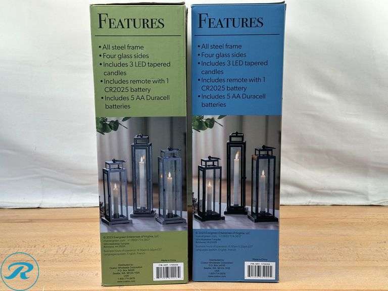 (5) Evergreen LED Tapered Candle Tower Lantern- New/ Missing Unit with ...
