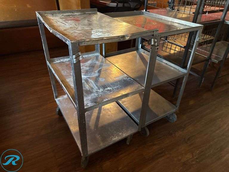(2) Metal Utility Carts with Four Shelves on Casters - Roller Auctions