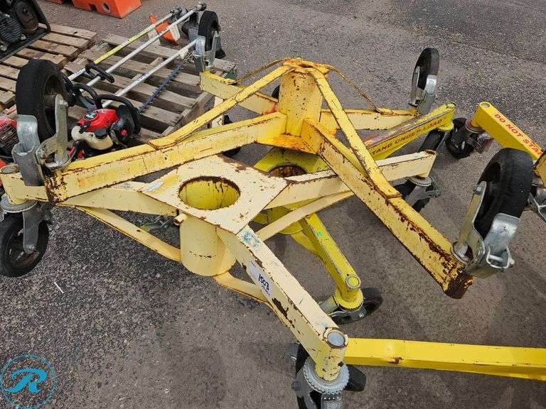 (4) Yellow Aircraft Wheel Dollies with Casters - Roller Auctions