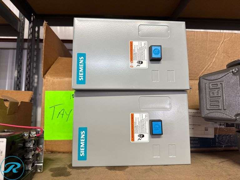 Siemens Electrical Boxes, WEG Electric Motor, and Square D NEMA Starter ...