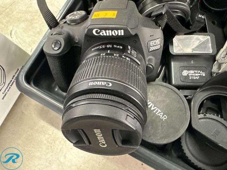 Tray of Cameras, Lenses, and Accessories Including Nikon D3100, Canon ...