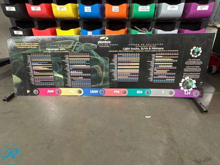 Plombco Tire Weight Rack with Color-Coded Bins for OEM Alloy Wheels ...