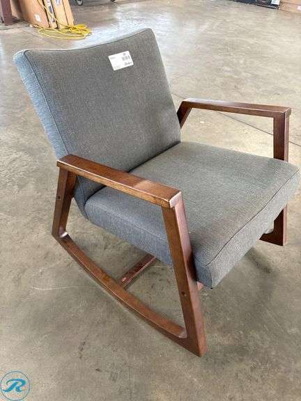 Coaster Armchair With Gray Upholstery and Rocking Base - Roller Auctions