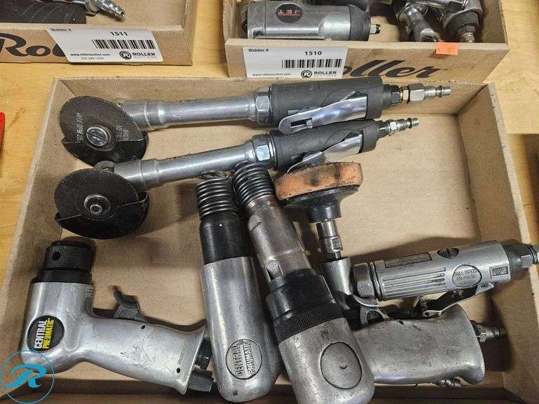 Tray of Pneumatic Hand Tools Including Grinders and Sanders - Roller Auctions