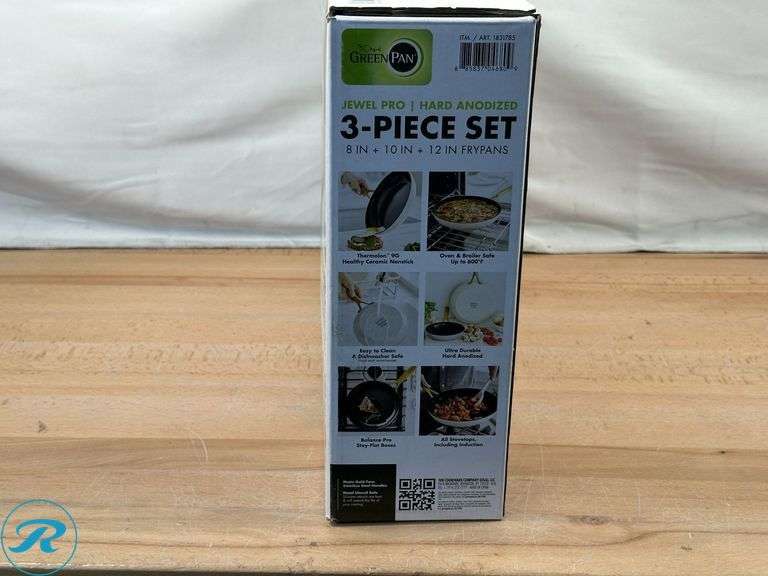 GreenPan Jewel Pro Ceramic Non-Stick 3-piece Fry Pan Set - New - Roller ...