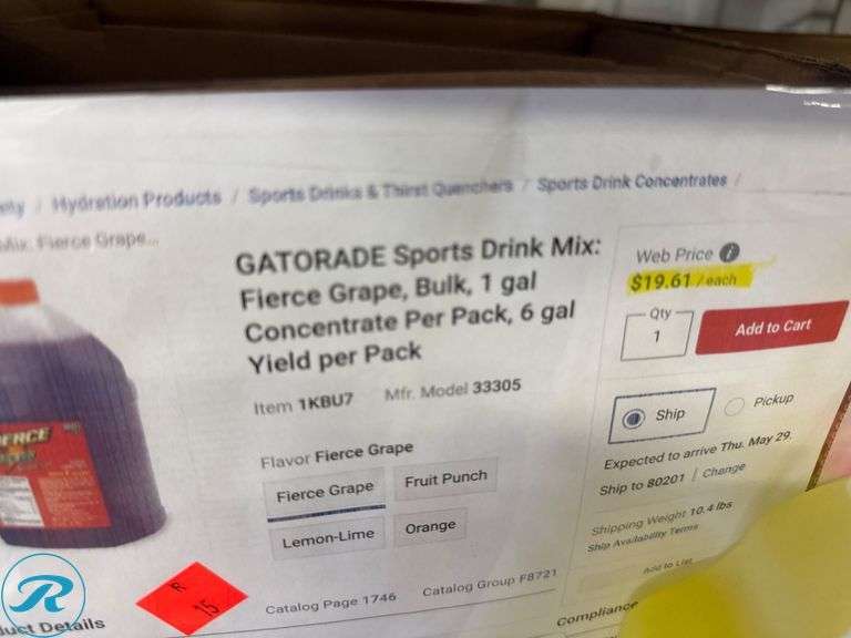 (12) Gatorade Sports Drink Mix, Fierce Grape, Bulk Concentrate, 1 gal ...