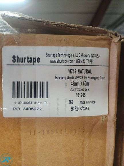 Case of 36 Shurtape V7719 Natural Economy Grade UPC Film Packaging Tape, 48mm x 50m - Roller ...