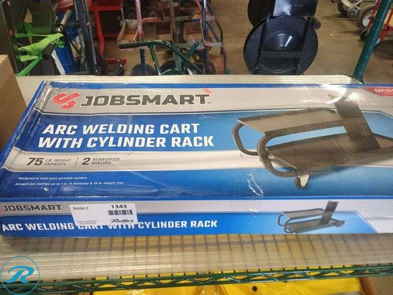 JobSmart Arc Welding Cart with Cylinder Rack, 75 lb Capacity, 2 Storage ...