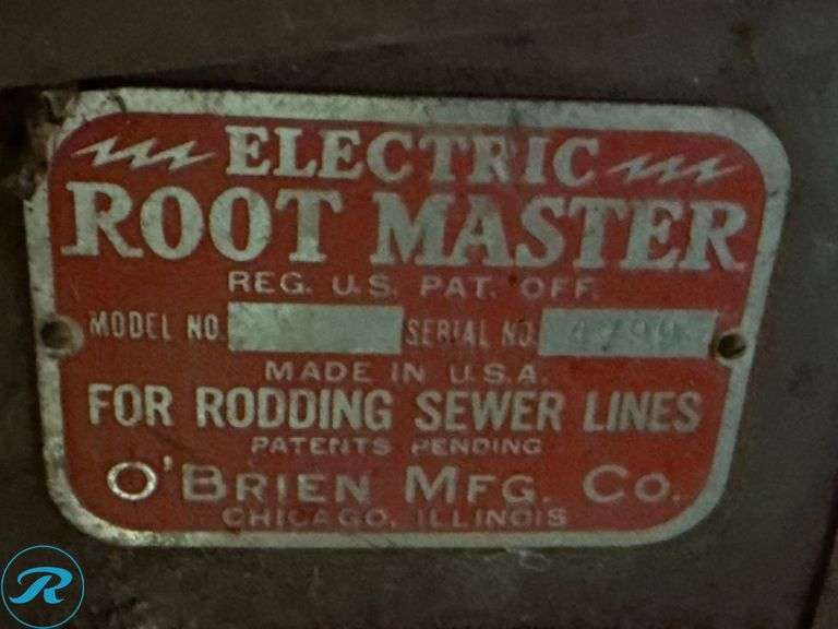 Electric Root Master Sewer Rodder by O’Brien Mfg. Co. - Roller Auctions