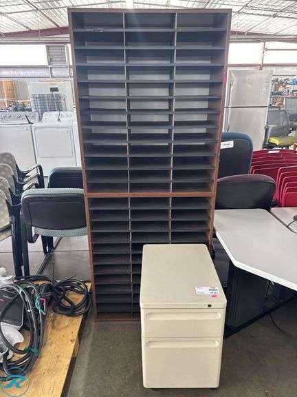 Wooden Mail Sorter with Metal Filing Cabinet - Roller Auctions