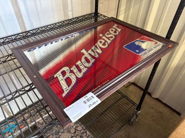 New Budweiser Official Beer MLB Mirror Sign in Wooden Frame - Roller ...
