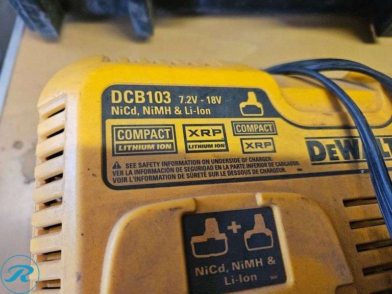 2 DeWalt DCB103 Chargers, 7.2V-18V, NiCd, NiMH, and Li-Ion - Roller ...