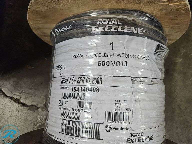250 Ft Spool of Royal Excelene Welding Cable, 600 Volt - Roller Auctions