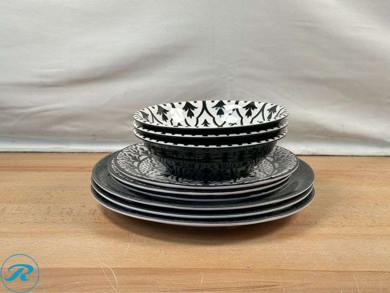 9 Pc Dinnerware Set- Like New; (8) Stoneware Dinner Plates- Like New ...