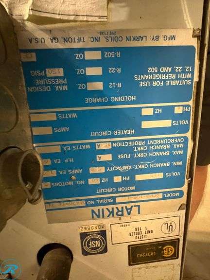 (1) Larkin Model ACP8-135-1 Evaporator Unit with Three Fan Blades ...