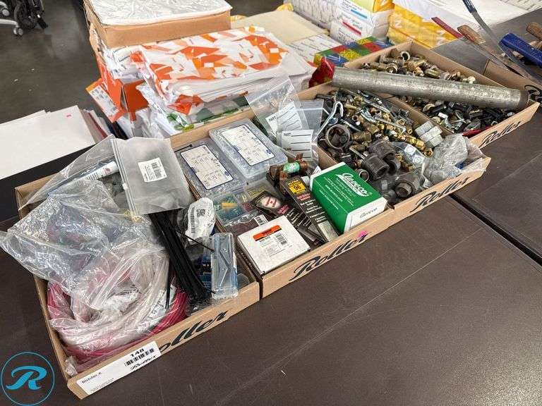 (4) Trays of Hardware and Electrical Components - Roller Auctions