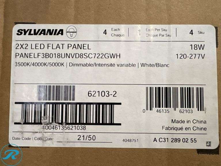 Pallet of Sylvania 2×2 LED Flat Panels, PanelF3B018UNVD8SC722GWH, 18W ...