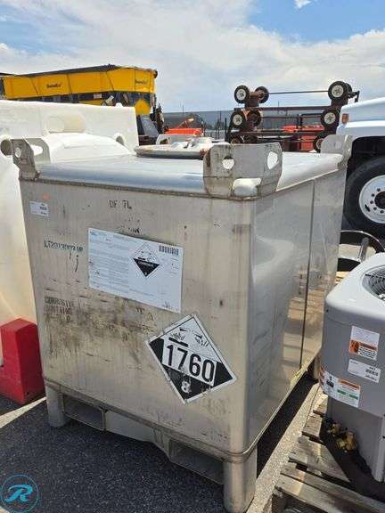 Stainless Steel Intermediate Bulk Container (IBC) with Corrosive Label ...