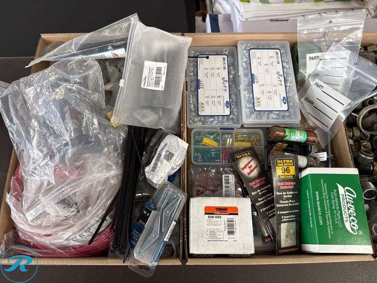 (4) Trays of Hardware and Electrical Components - Roller Auctions