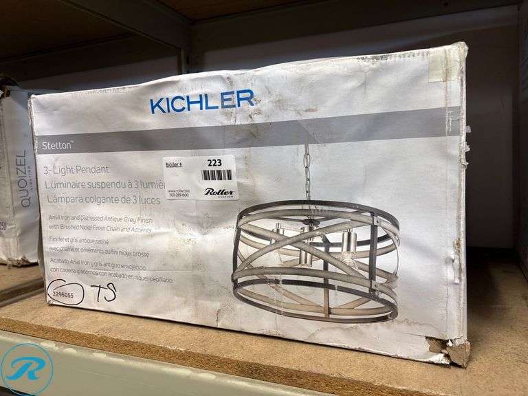 Kichler Stetton 3-Light Pendant, Anvil Iron and Grey Finish, Model ...