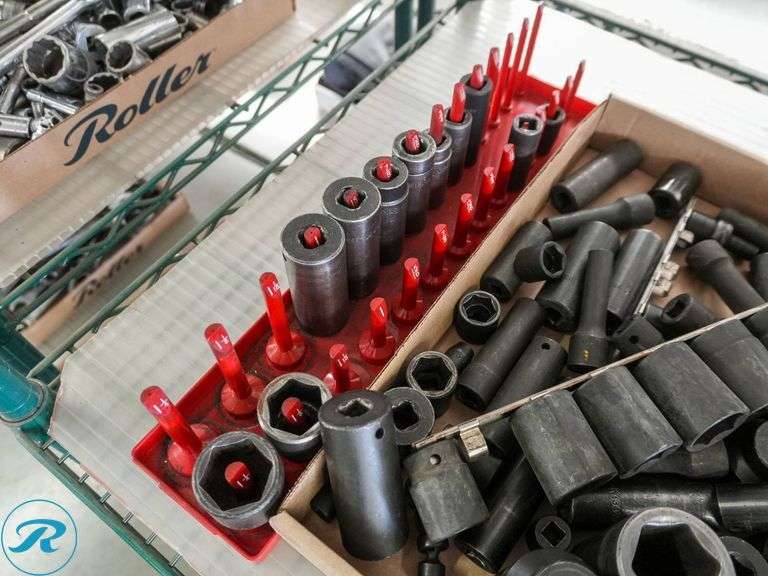 (2) Trays of S-K Tools Hex and Impact Sockets with Accessories - Roller Auctions