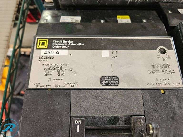 (5) Schneider Electric Square D Circuit Breakers Model LC36450 450A ...