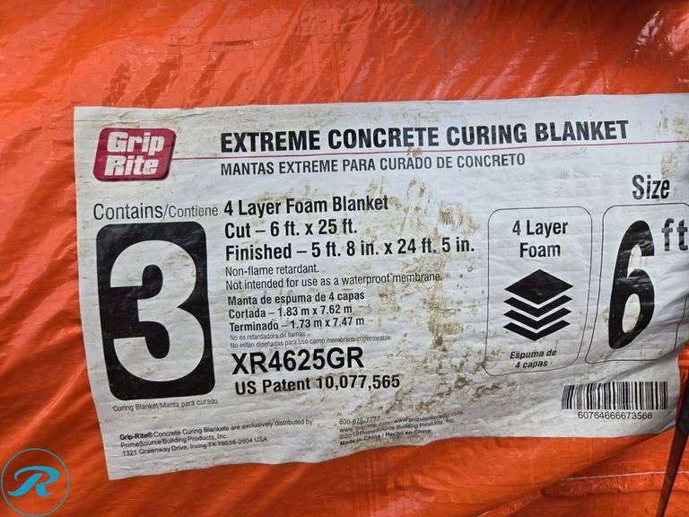 Grip-Rite XR4625GR Extreme Concrete Curing Blankets, 6 ft x 25 ft ...