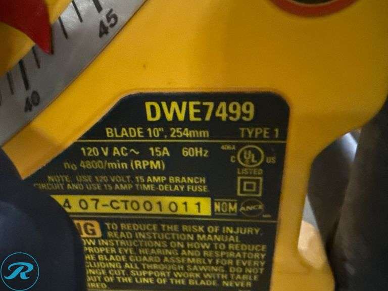 DeWalt DWE7491 Table Saw with Stand, Model Type 1,(Inoperable) - Roller ...