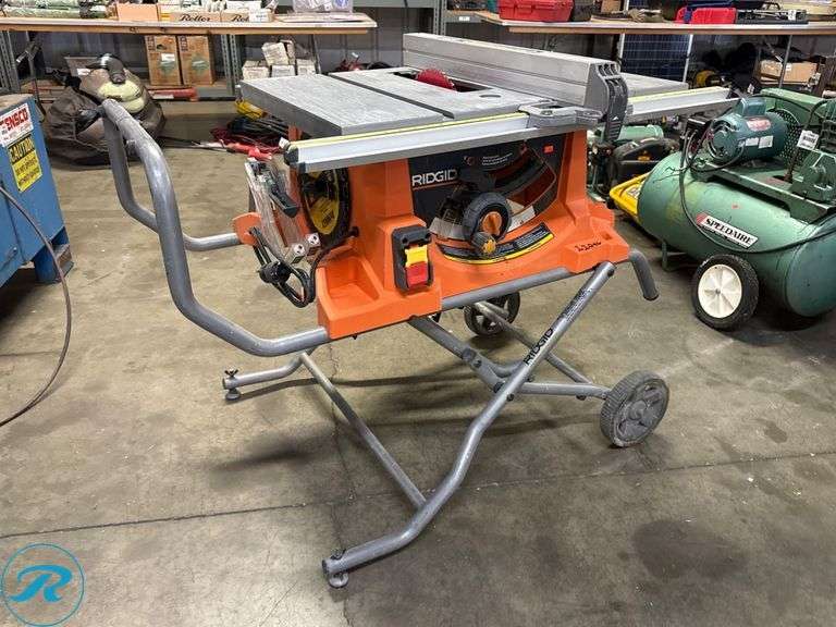 Ridgid R4513 10-Inch Table Saw with Mobile Stand, 120V, 15A - Roller ...