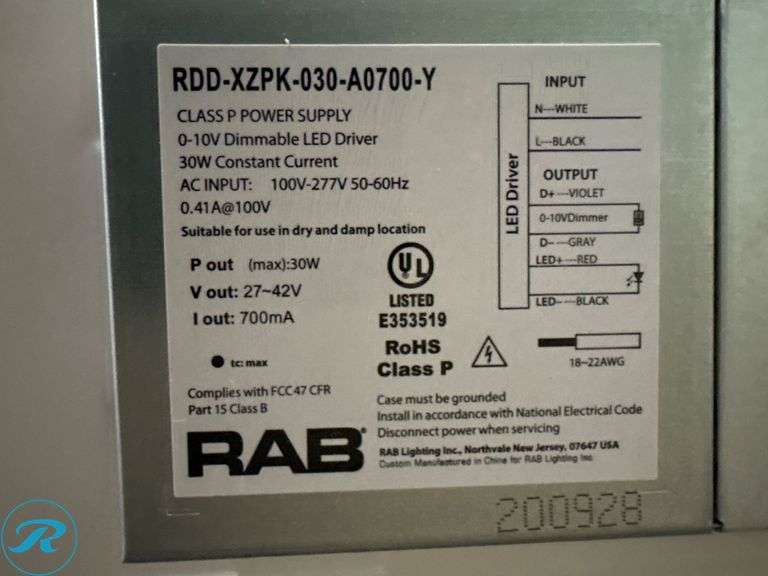 Pallet of RAB Lighting T34-2X4-30N/D10 Backlit Troffer 30W LED Panels ...