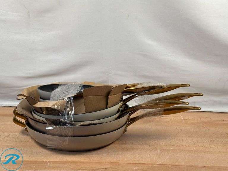 (2) GreenPan Jewel Pro Ceramic Non-Stick 3-piece Fry Pan Set - Used ...