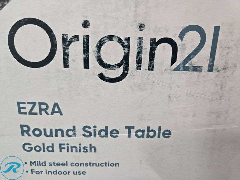 (2) Origin21 Ezra Round Side Tables with Gold Finish, 15.5 in x 15.5 in x 19.6 in - Roller Auctions